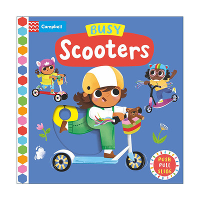 英文原版 Busy Scooters 碌的滑板车 机关操作纸板书 附音频 英文版 进口英语原版书籍