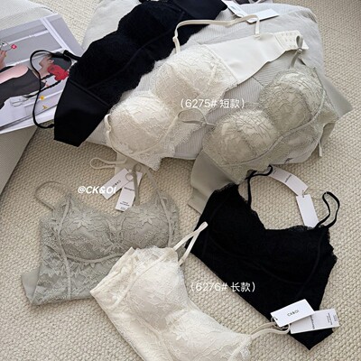 CK&OI6275短款抹胸bra6276长款吊带背心带胸垫内搭蕾丝美背抹胸女