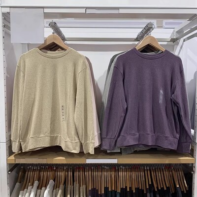 日单女装秋冬款柔软针织摇粒绒圆领套头衫/长袖抓绒卫衣T恤479609