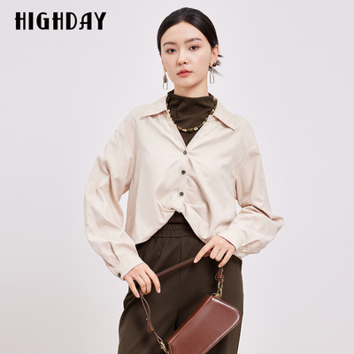 轩日HIGHDAY长袖衬衫2026春秋小个子时尚休闲设计感小众宽松上衣