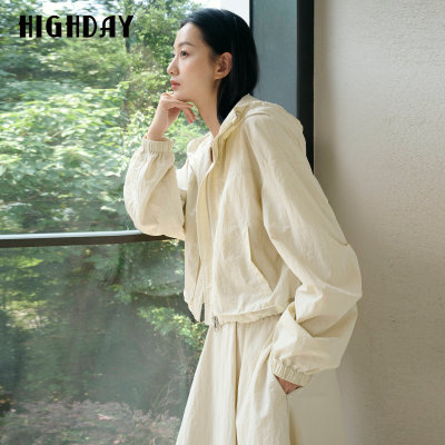 HIGHDAY轩日韩系松弛感连帽短款外套女2026秋短款宽松休闲上衣