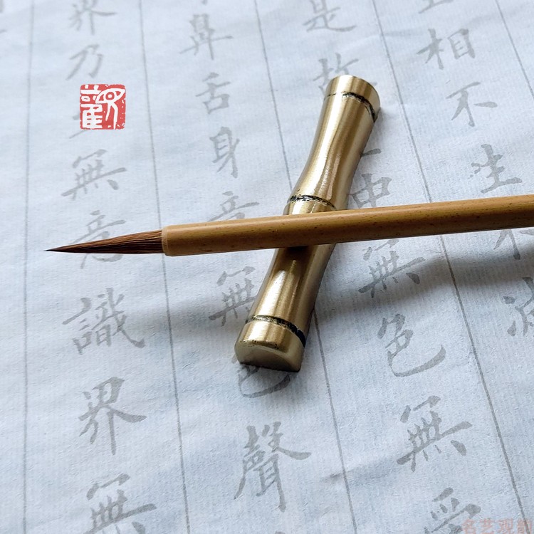 笔架笔搁 书法用品 实心纯铜 竹节笔架 毛笔搁笔 托摆件摆设