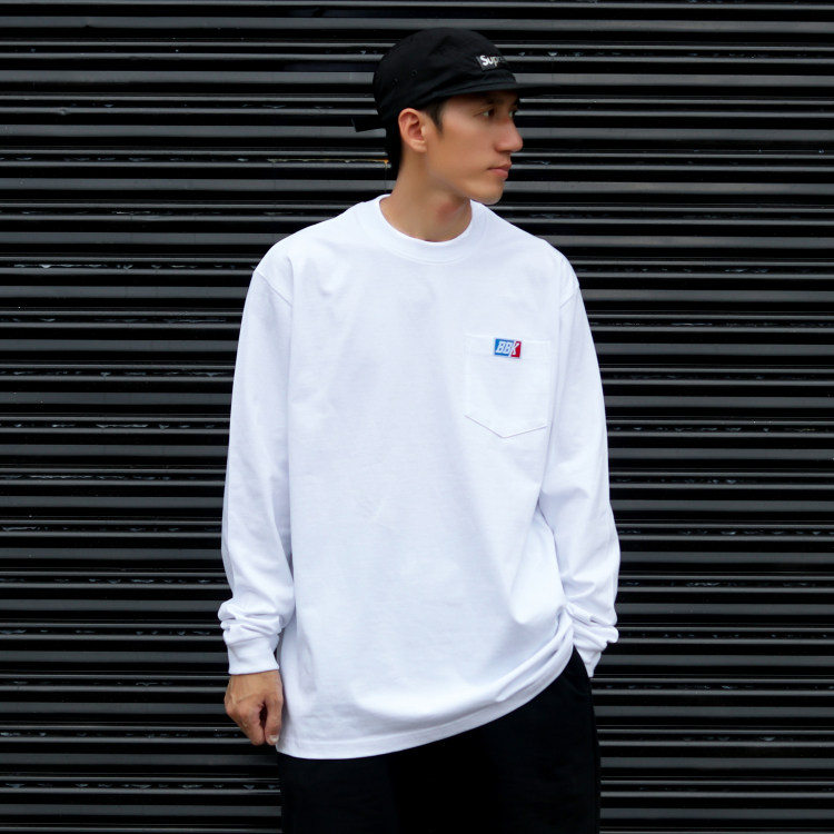 bboy宽松纯色t恤重磅街舞嘻哈打底hiphop小领加袋长袖poppin滑板_虎窝淘