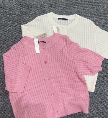 JCLB新品 麻花编织和纸纱羊毛混纺宽松针织开衫上衣