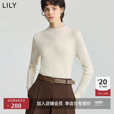 LILY修身弹力半高领针织打底衫