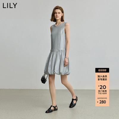 LILY新款花苞无袖连衣裙