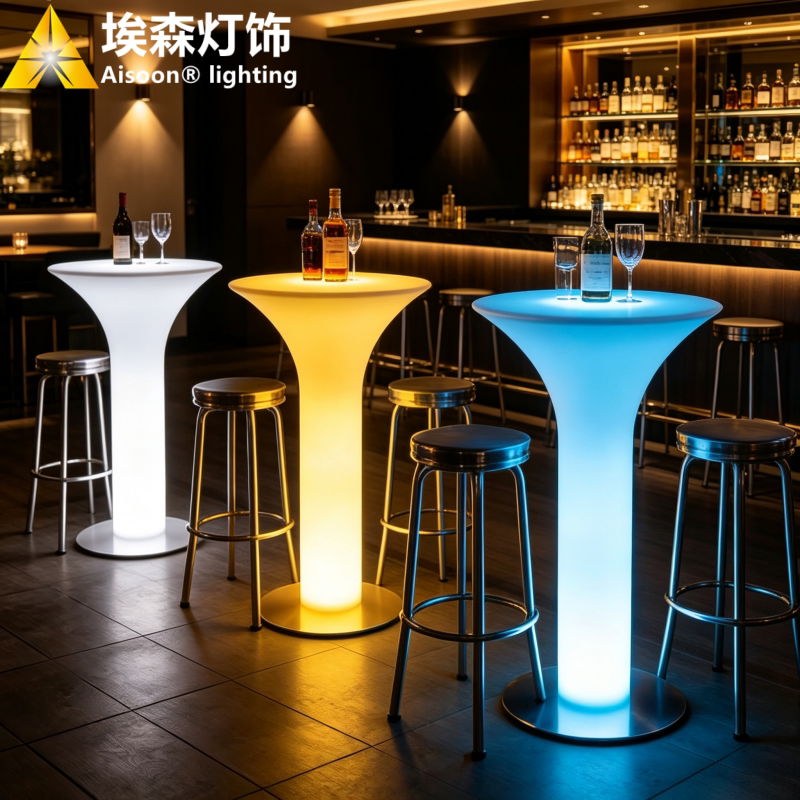 现代简约LED发光酒吧台户外阳台高脚桌可拆卸塑料桌面氛围灯桌