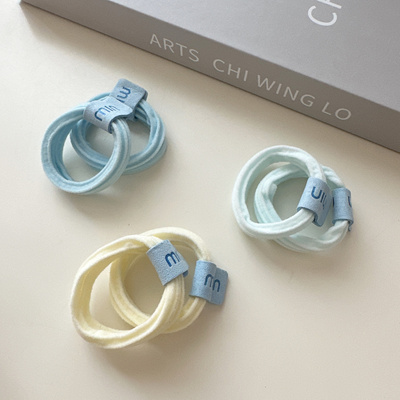 韩系小清新奶蓝色白色高弹力发圈