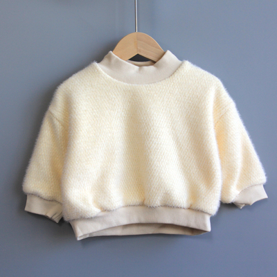 N吾系列80/100冬装 品牌童装折扣/细绒舒适套头加绒厚卫衣0275杏