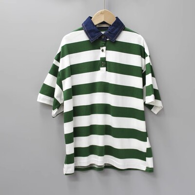 福利R-XXBY家120夏品牌童装折扣/大童薄款纯棉短袖T恤衫23065绿