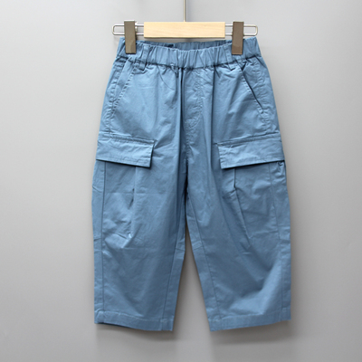 KS-HO家110/165春夏品牌童装折扣儿童工装棉休闲八九分裤11669蓝