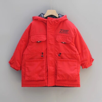 L棉系列110冬装 品牌童装折扣儿童双面穿羽绒服厚外套14512红