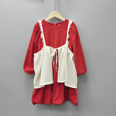 G安系列90秋冬 品牌童装/儿童休闲全棉加绒连衣裙30301红