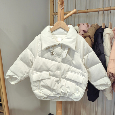 S吾系列110-130冬装 品牌折扣童装/童羽绒服外套翻领文艺00819白