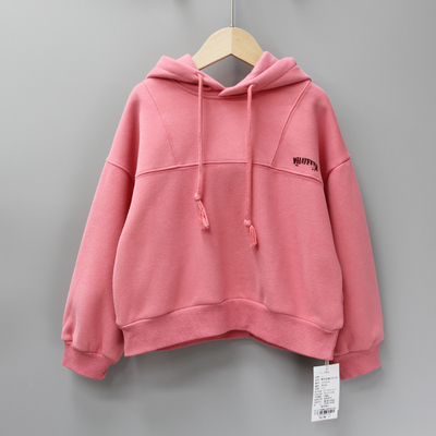 K豆li家110秋冬 品牌童装折扣/儿童加绒套头帽衫卫衣56016红