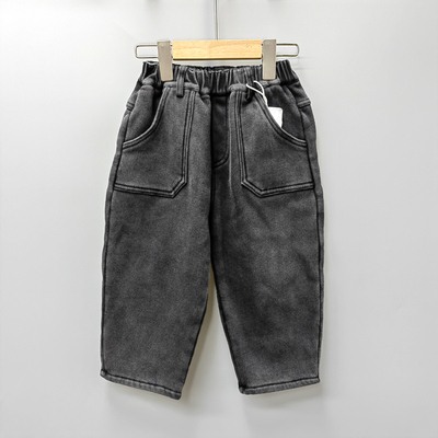 Y吾系列120冬 品牌折扣童装/儿童宽松加绒厚休闲长裤05291黑