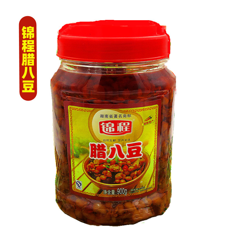 1瓶包邮湖南特产锦程香辣腊八豆900g下饭菜豆子调味料即食品大瓶_虎窝淘