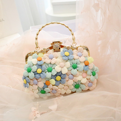 布艺花朵可爱泡芙包包洋气小众