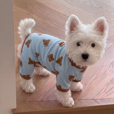 狗狗四脚衣宠物小型犬比熊泰迪雪纳瑞家居服睡衣秋冬保暖小狗衣服