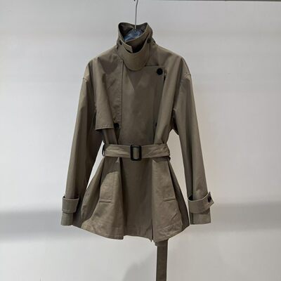 佳禾艾诺丝2026春季新款通勤休闲收腰显瘦立领风衣外套女BR211126