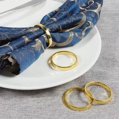 Golden napkin clasp餐巾扣金色光面素圈女气质简约感个性百搭