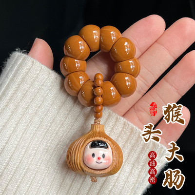 雕刻猴头蒜瓣猪大肠手捻手串斜切核桃指尖文玩解压盘玩佛珠手链