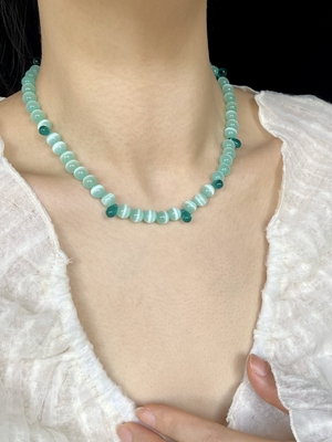 女原创简约猫眼项链小众百搭