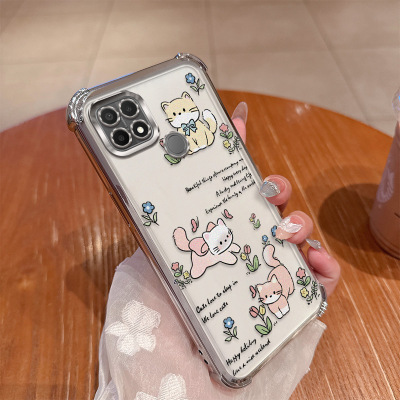 可爱猫咪适用oppoA35手机壳oppo保护A35硅胶套PEFM00镜头全包opa气囊防摔透明软壳男女新款高颜值超薄时尚潮