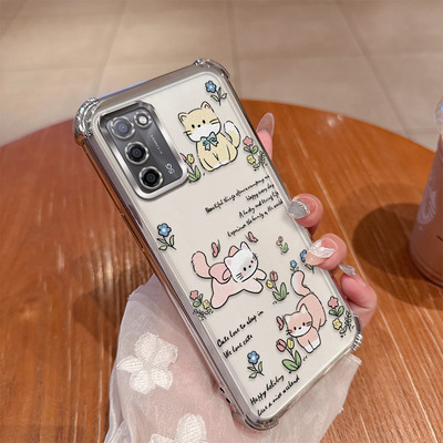 可爱猫咪适用oppoA56手机壳oppo卡通A56s硅胶套A56全包5G气囊防摔opa透明PFVM10女565g软0pp0新款s5g薄PFTM20