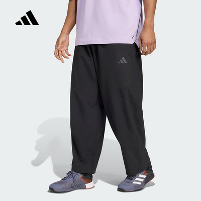 adidas阿迪达斯运动裤男子2025秋休闲梭织防风宽松直筒长裤JN3679