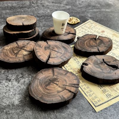 乌木原木茶杯垫壶垫实木底座隔热防烫垫杯托高品质自然风化阴沉木