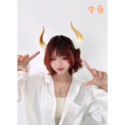 暗黑哥特发饰恶魔角沉睡牛角发饰