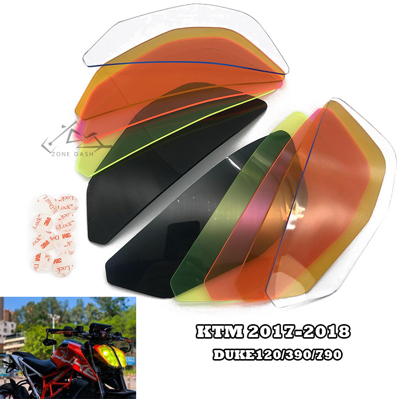 适用KTM DUKE390 DUKE790改装大灯保护片车灯护目镜片护罩贴片
