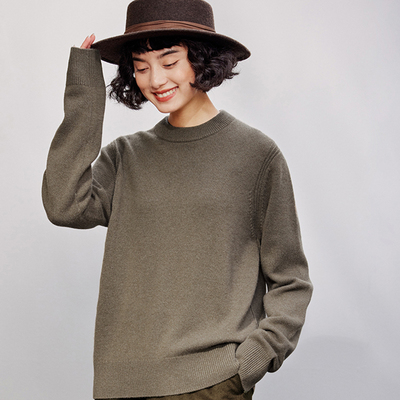 茉莉雅集E*尔多斯KVSS细腻全羊绒小樽领针织套衫冬女 WZT06193