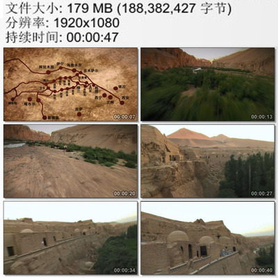 丝绸之路线路图 吐鲁番 航拍柏孜克里克千佛洞清高清实拍视频素材