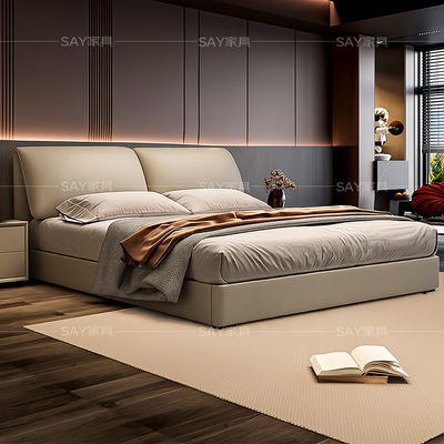 小户型意式轻奢软包婚床