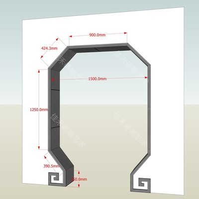 苏式仿古青砖八边形砖雕宫门套线