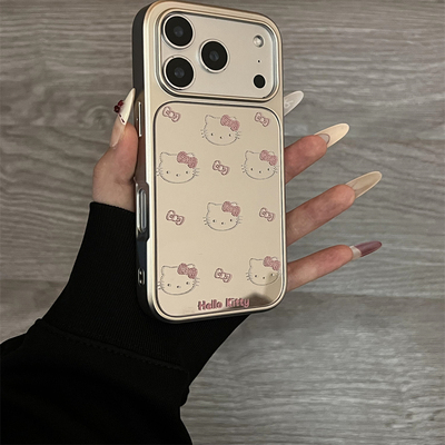 韩国古早电镀银镜面卡通猫适用iphone16pro手机壳苹果17新款15创意14pro女款17超火15promax防摔保护套气质
