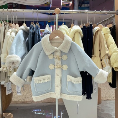 2025冬季款imau奕玛女小童装外套儿童皮毛一体加绒大衣58SF113261