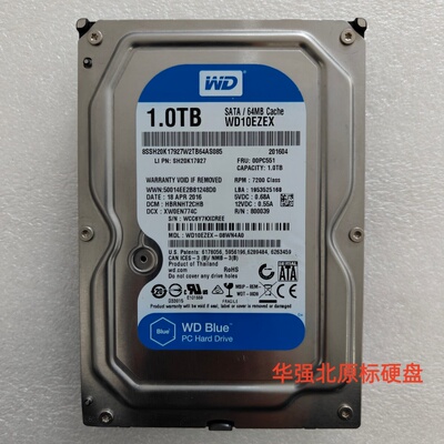 WD/西部数据 WD10EZEX 1T台式机机械硬盘7200转西数1TB单碟蓝盘