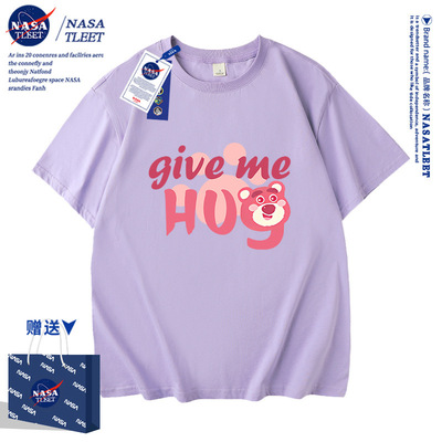 NASA联名100%纯棉潮牌草莓熊短袖夏季新款ins风Lotso百搭T恤衫酷