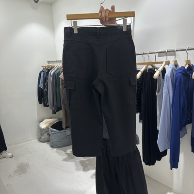 REPELLER时髦口袋装饰黑色七分裤