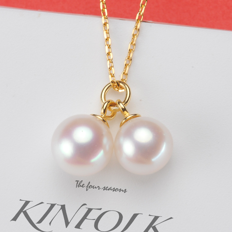 DIY珍珠配件 S925银双珠款吊坠套链空托带链子女搭配5-7mm圆珠_虎窝淘