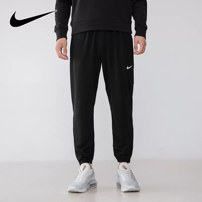 正品Nike/耐克百搭黑色男士运动休闲收脚拉链针织长裤 DD5004-010