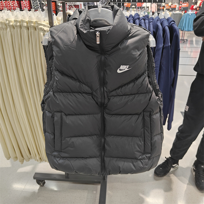 正品Nike/耐克百搭冬季款女子运动休闲黑色羽绒马甲 DQ6897-010