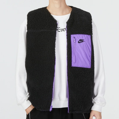 正品耐克/NIKE男子运动休闲羊羔绒保暖双面穿马甲背心DQ4879-010