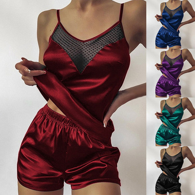 2022 summer new suspender pajamas two-piece set睡衣两件套