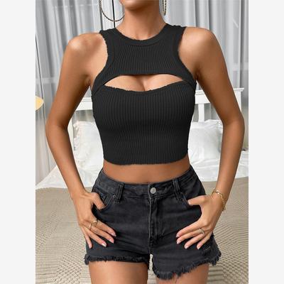 Sleeveless hollow slim fitting suspender无袖镂空修身吊带背心