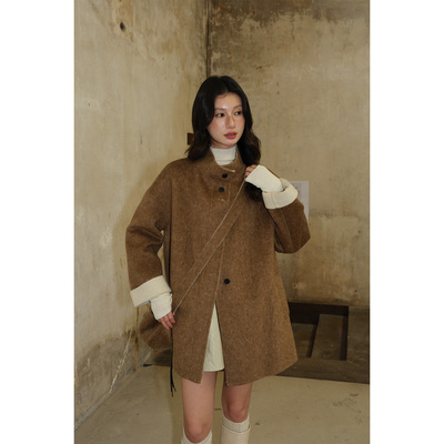 玥儿带包羊毛双面呢子羊毛外套(配包包)（含70.2羊毛）NH257376