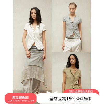 SQUARE CIRCLE方圆不规则铝丝荷叶边设计感修身短袖T恤女休闲上衣